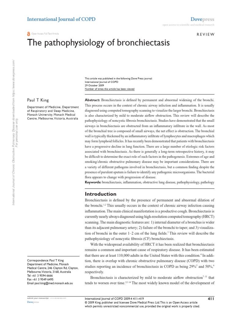 Copd 6133 Pathophysiology Of Bronchiectasis 102909 Pdf Chronic