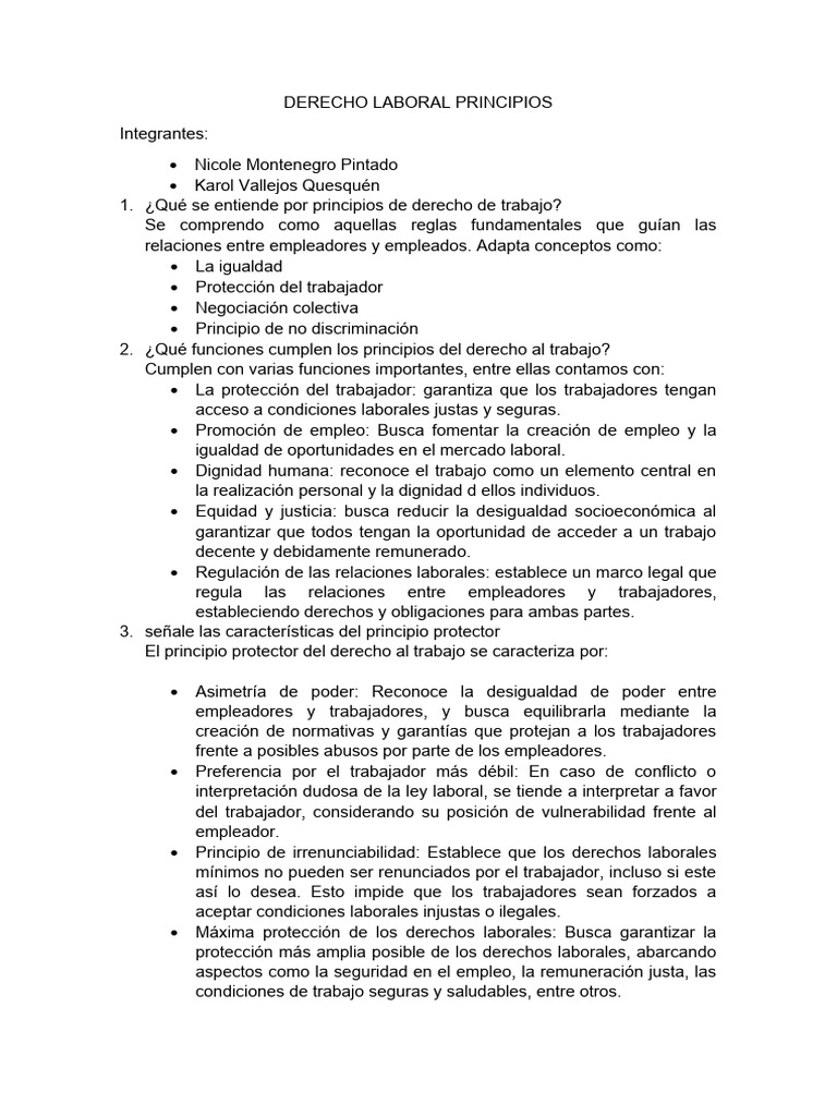 Derecho Laboral Principios | PDF | Derecho laboral | Justicia