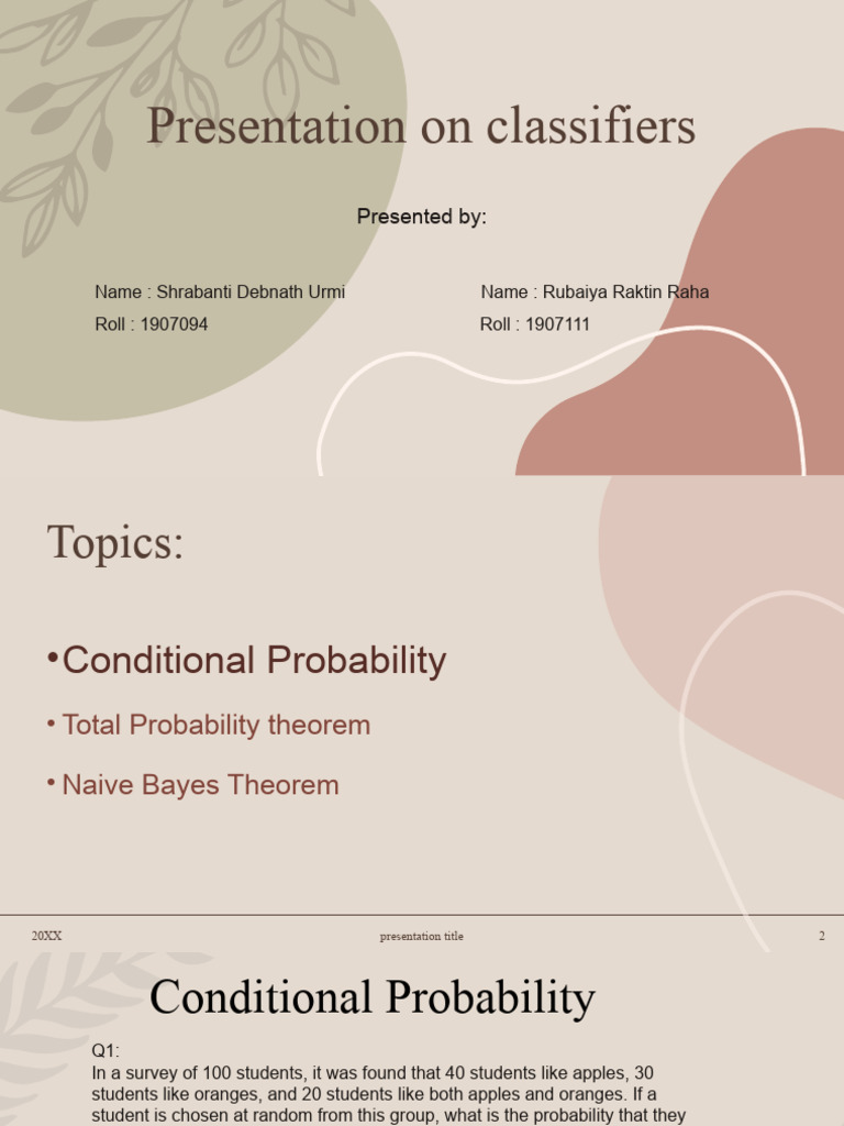 Presentation on Classifiers | PDF | Statistical Theory | Applied Mathematics