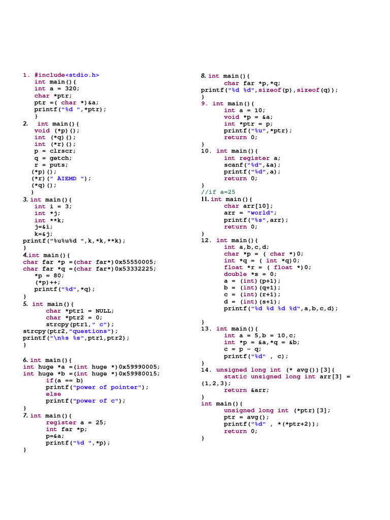 Question Set 19 - C | PDF | Pointer (Computer Programming) | Programming Paradigms