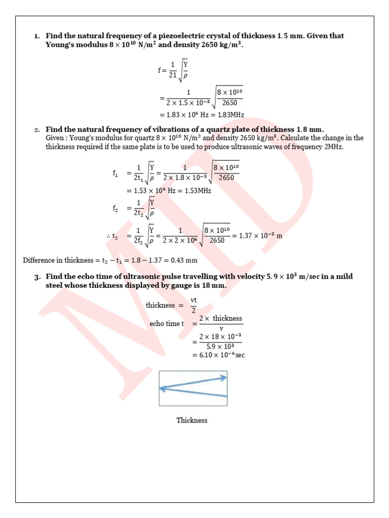 Numerical From Module 6 | PDF | Ultrasound | Frequency