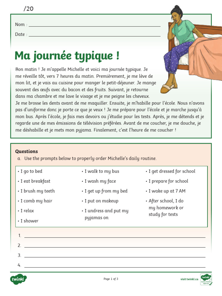 Ma journée typique de Michelle | PDF | Échecs | Théorie (échecs)