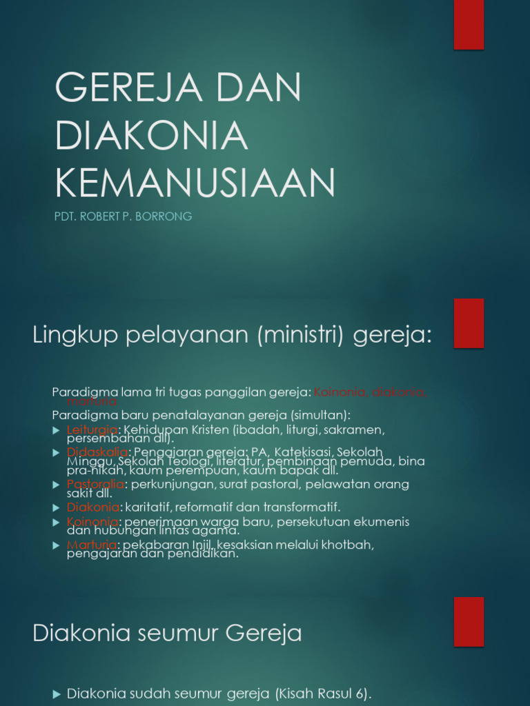 Diakonia Kemanusiaan dalam Gereja | PDF