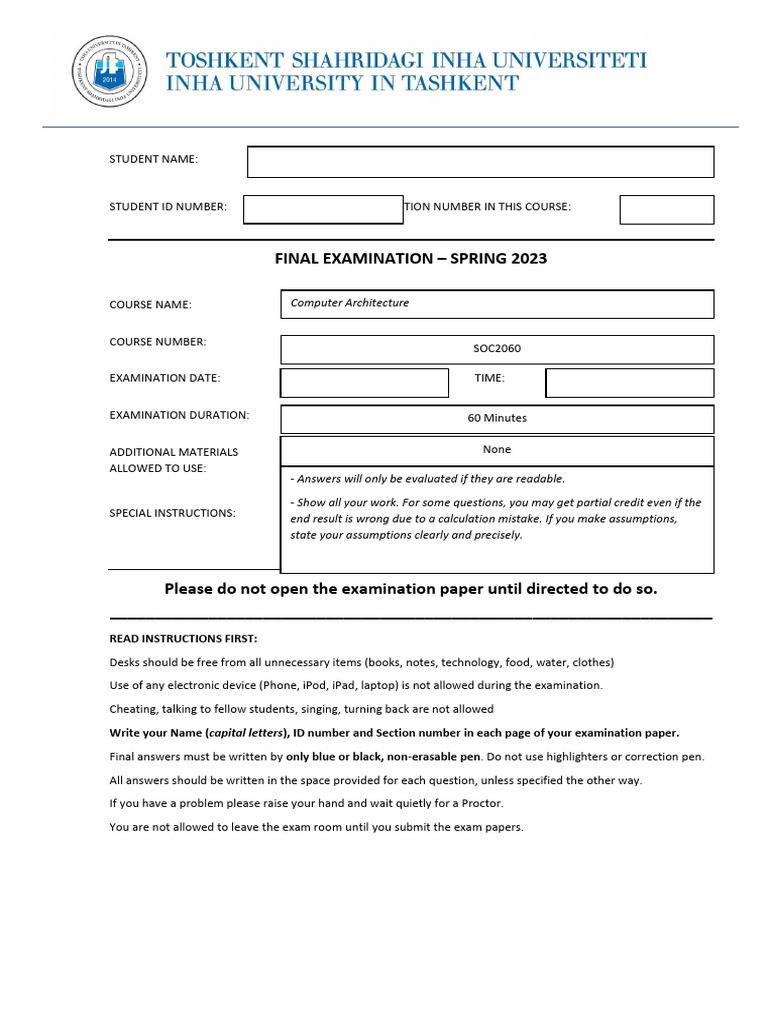 hw2 Carch 2024 Sol | PDF | Central Processing Unit | Digital Electronics