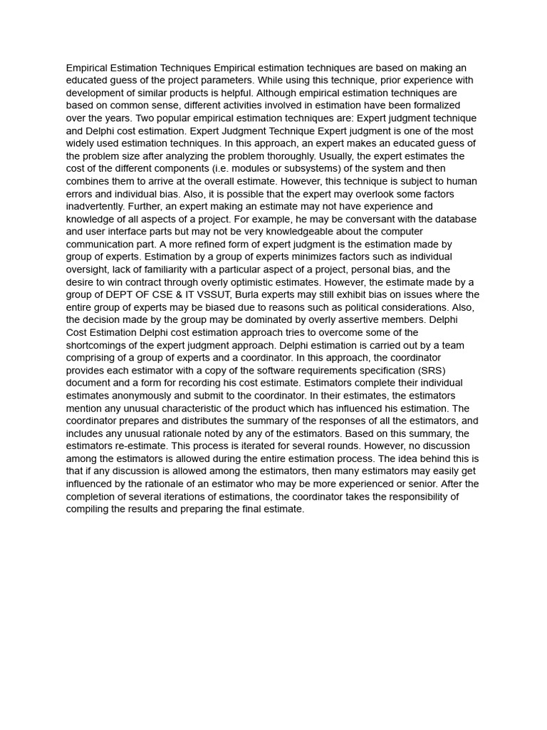 Empirical Estimation Techniques Overview | PDF | Expert | Experience