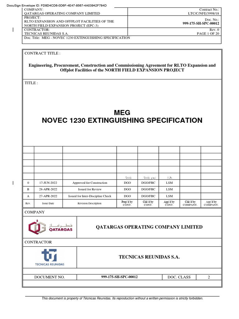 999-175-SH-SPC-00012 MEG - Novec 1230 Extinguishing Specification ...