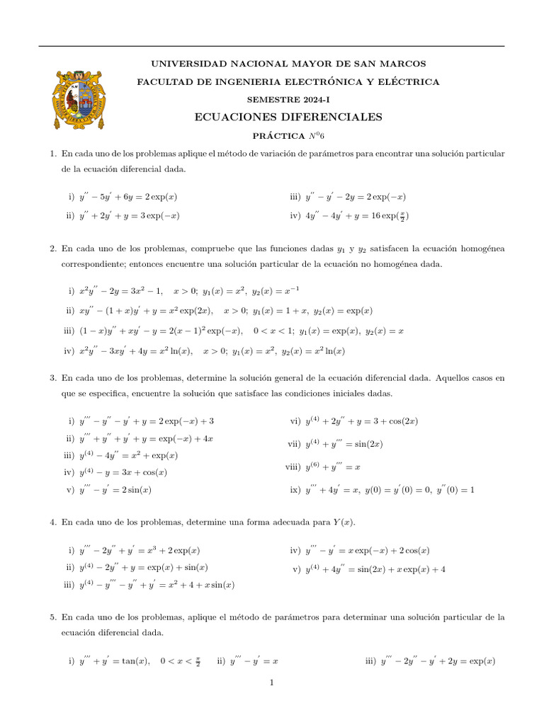 Practica N6 | PDF | Ecuaciones | Ecuaciones diferenciales