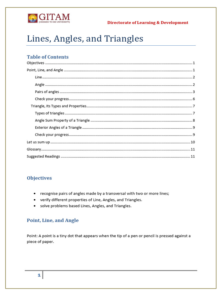 Geometry Basics: Lines, Angles, Triangles | PDF | Triangle | Elementary Geometry
