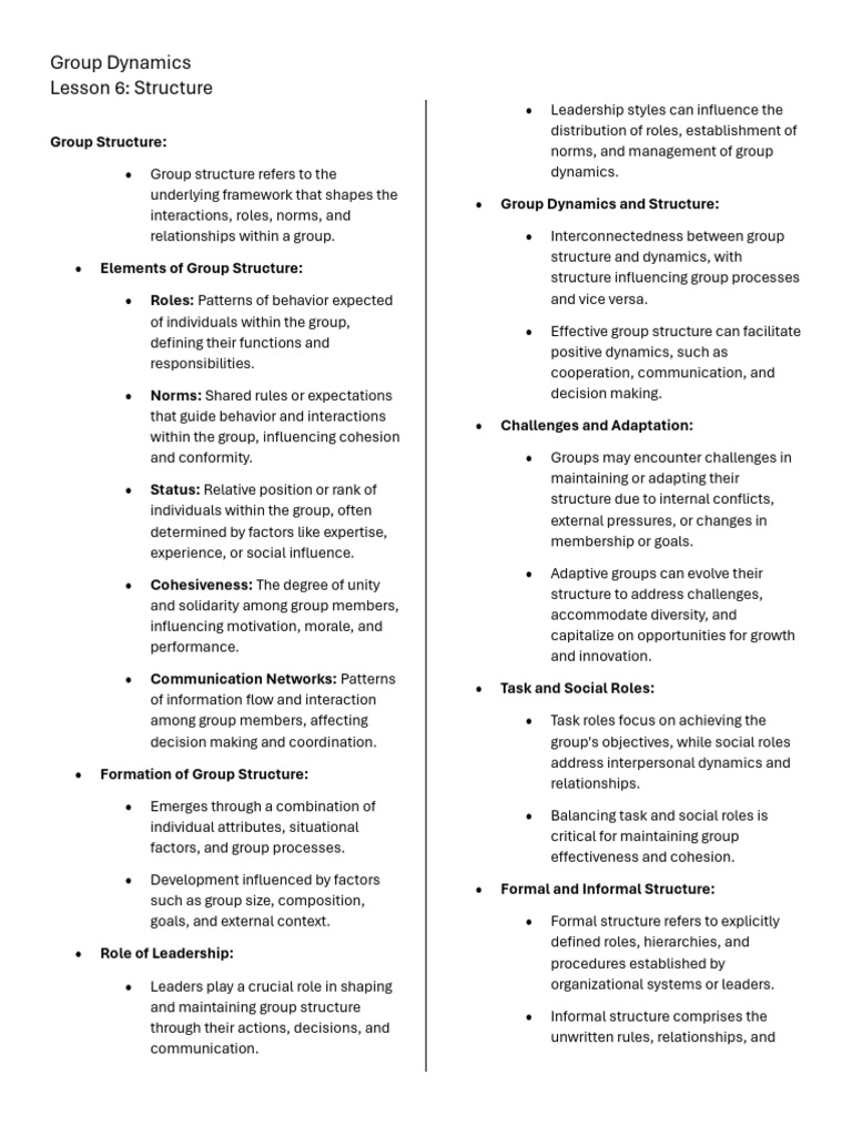 Group Structure | PDF | Leadership | Behavioural Sciences
