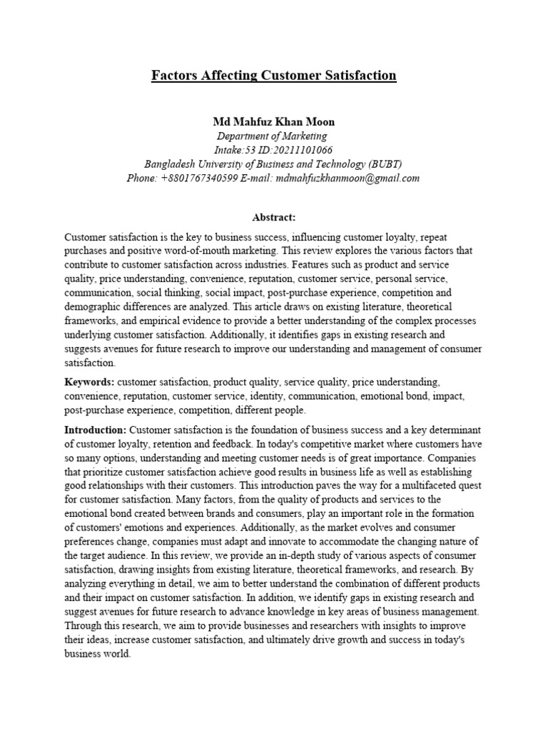 Factors Affecting Customer Satisfaction Pdf Customer Satisfaction Cronbachs Alpha