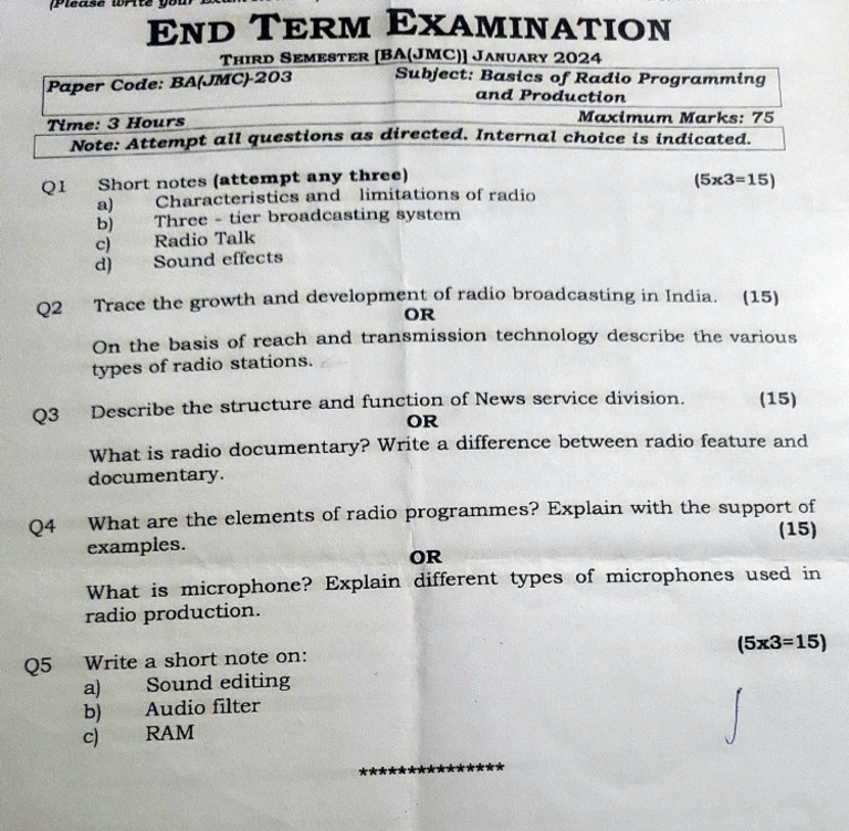SEM-3 BRPP Previous Year Question Paper | PDF