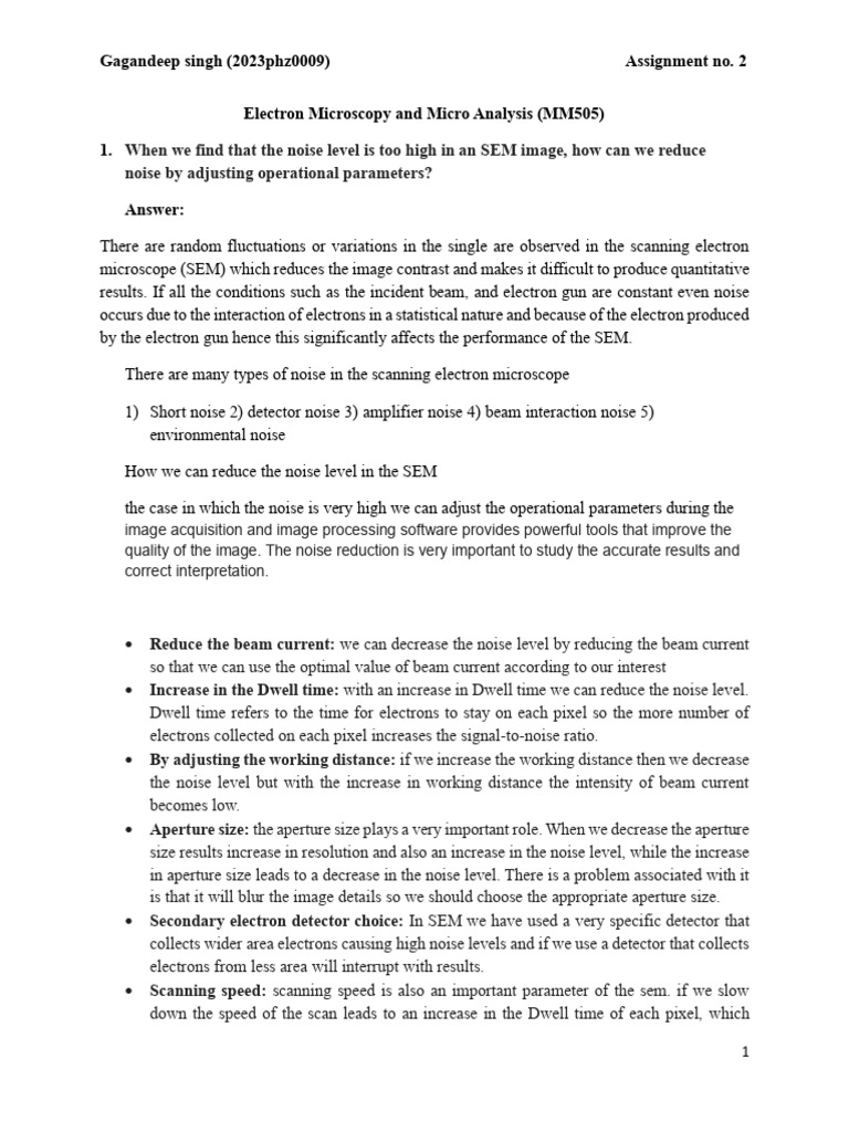 Gagandeep - Assignment 2 (MM505) | PDF | Scanning Electron Microscope | Atomic