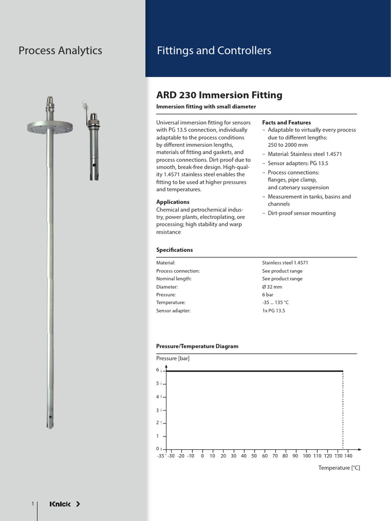 Catalog Excerpt-ARD 230 Immersion Fitting-en-Knick | PDF | Pipe (Fluid Conveyance) | Mechanical ...