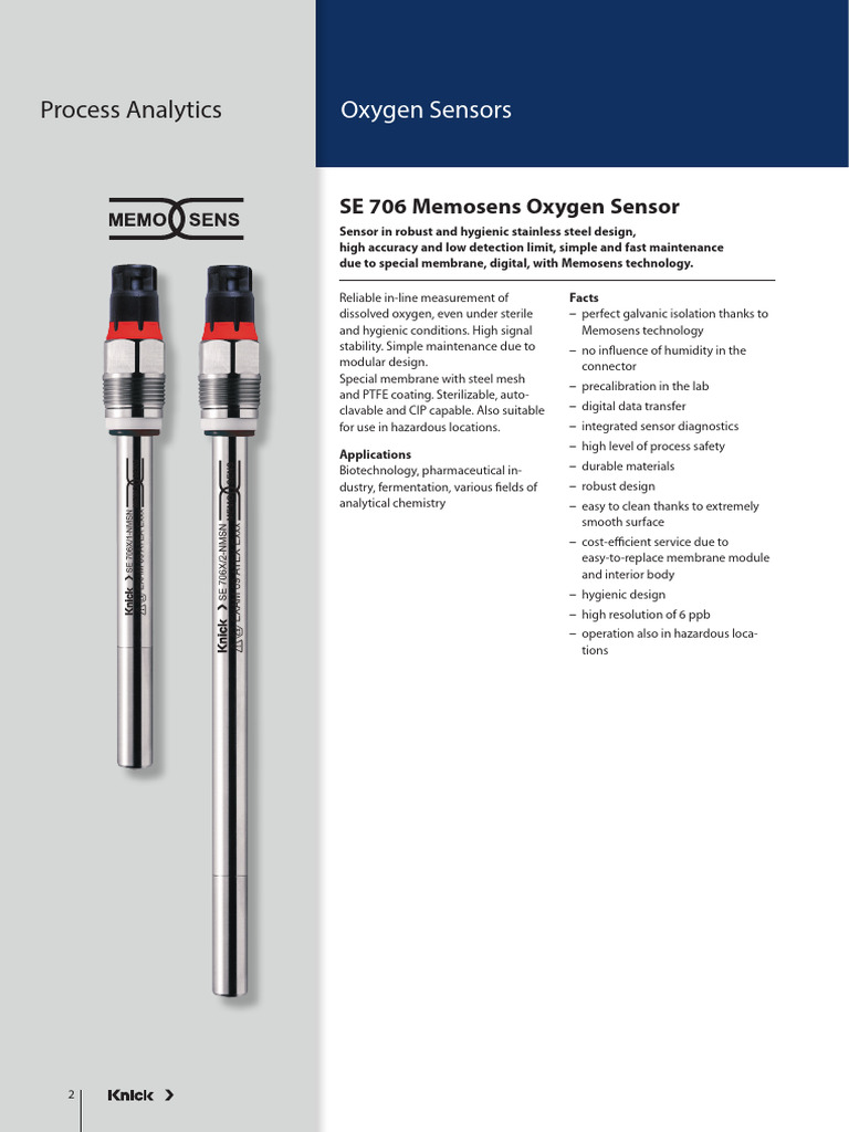 Catalog Excerpt-SE 706 Memosens Oxygen Sensor-en-Knick | PDF | Sensor ...