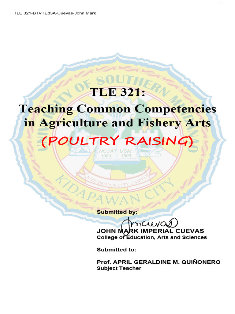 TLE 321 BTVTEd3A Cuevas John Mark | PDF | Chicken | Poultry