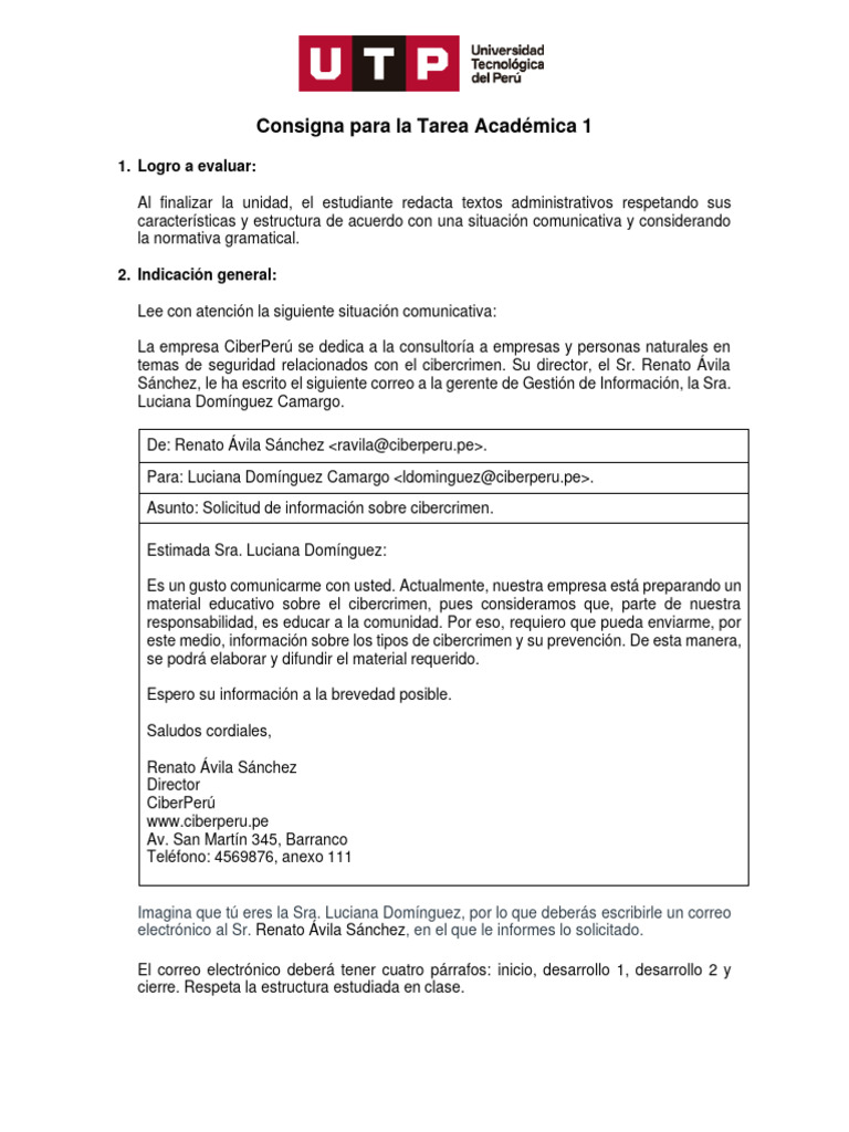 Semana 04 - Tema 01 - Tarea Academica 1 - Ta1 - Compresión y Redacción de Textos Ii - Trabajo ...