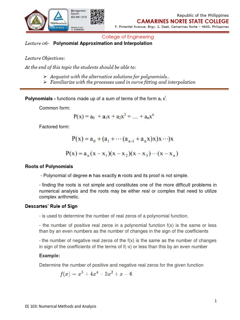 Lecture 6 Polynomial Approximation And Interpolation Pdf Errors And