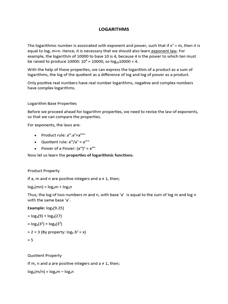 Logarithms Slm Pdf Exponentiation Logarithm