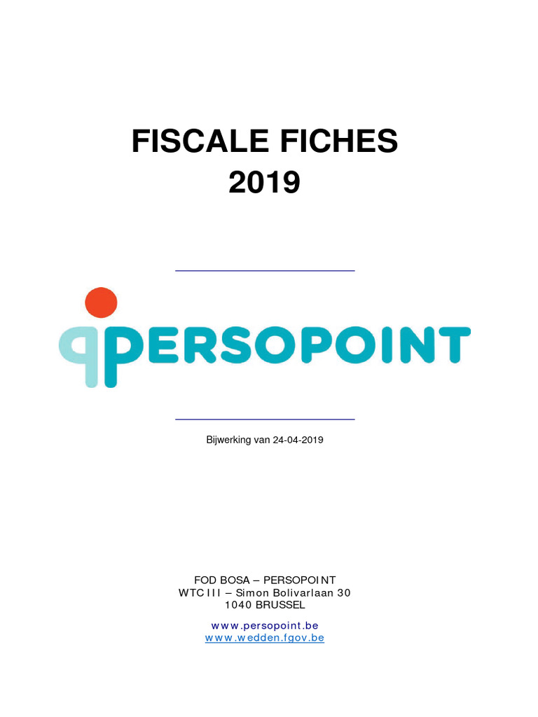 Fiscale Fiches 2019: Fod Bosa - Persopoint WTC III - Simon Bolivarlaan ...