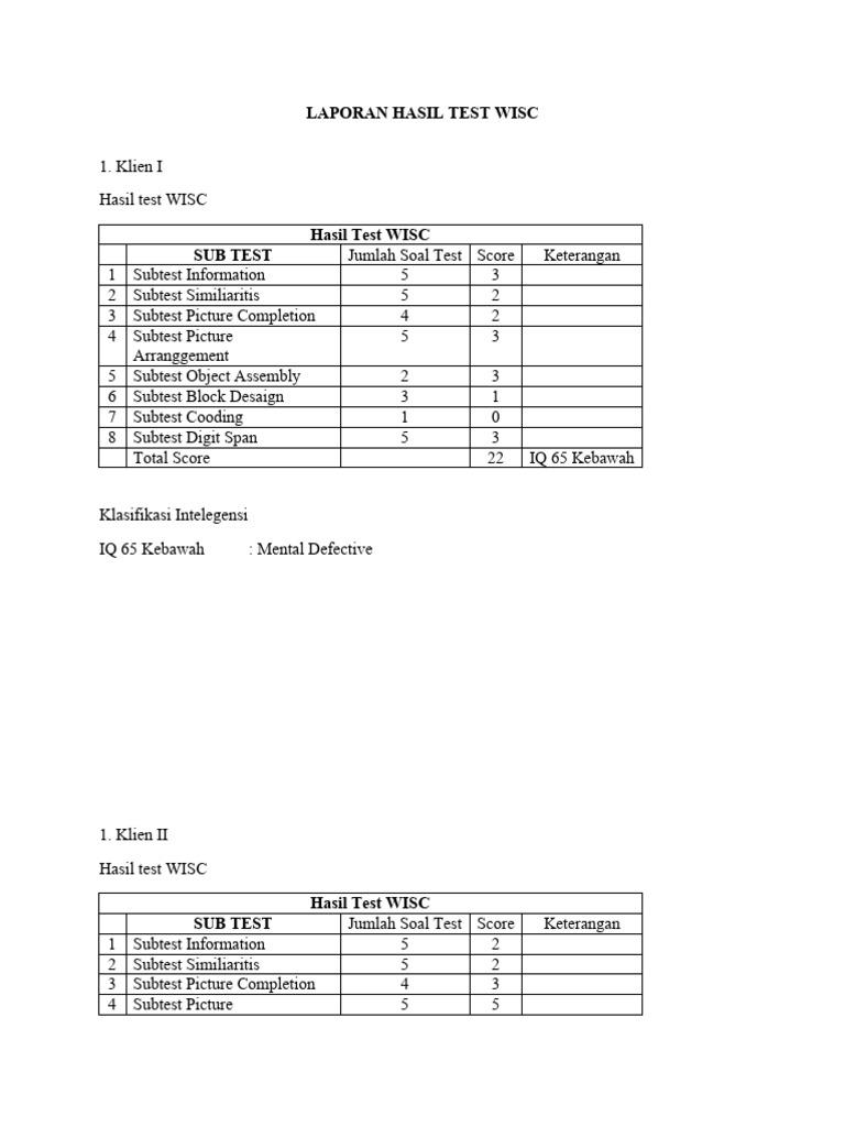 Hasil Subtest | PDF