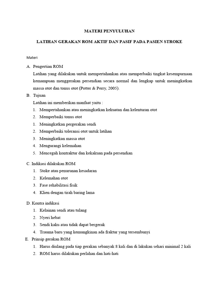 Latihan ROM untuk Pasien Stroke | PDF