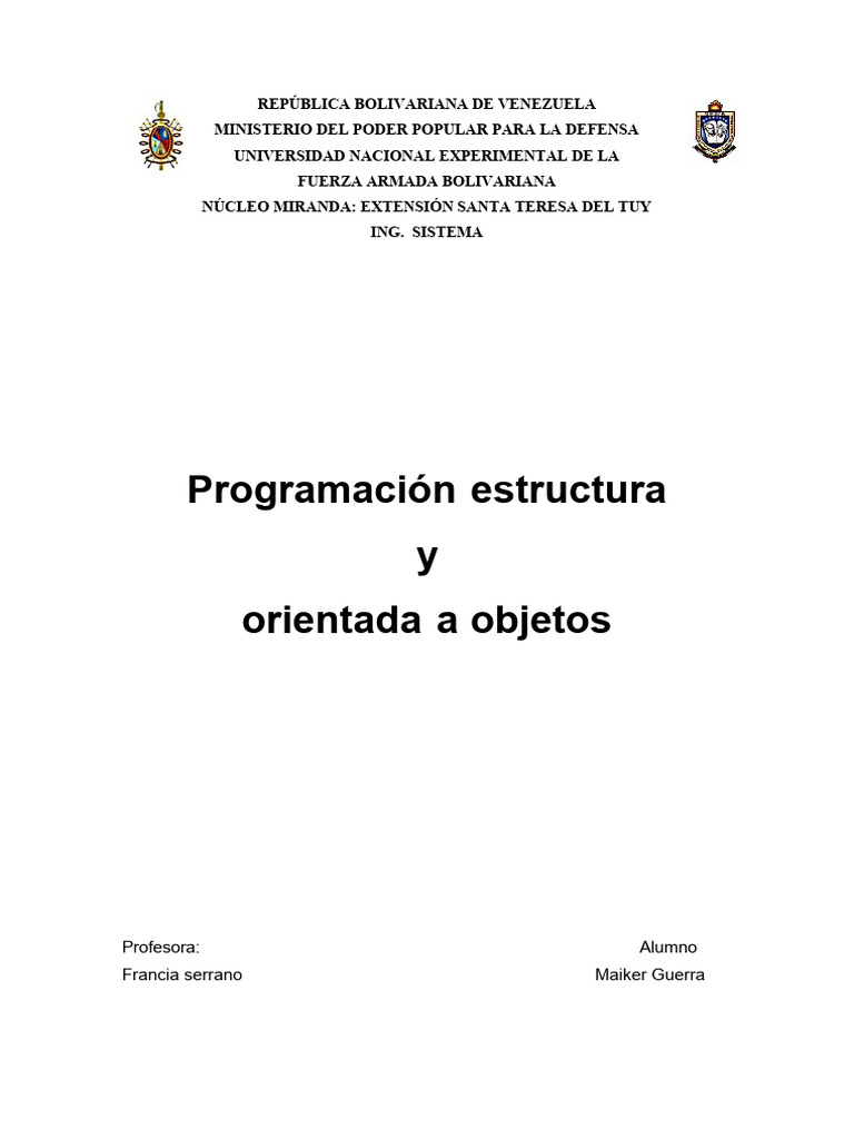 Programación Estructura y Orientada A Objetos | PDF | Programación de computadoras ...