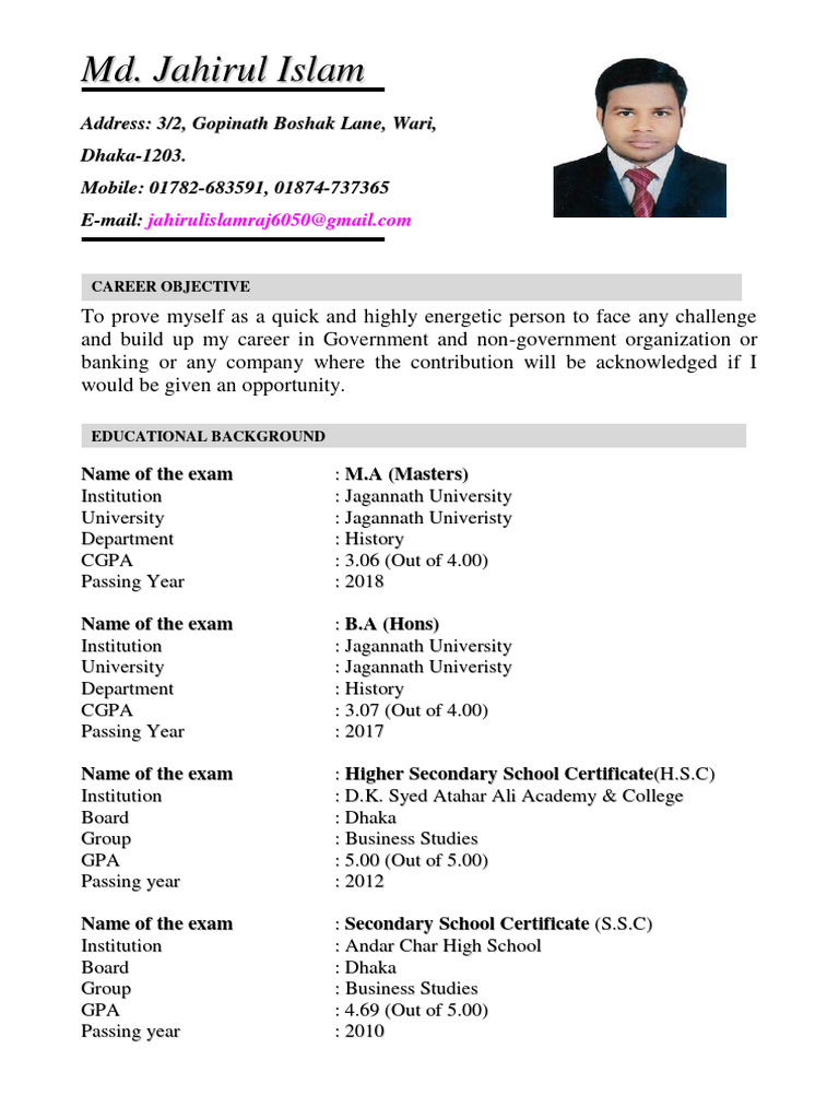 CV of Jahirul Islam | PDF