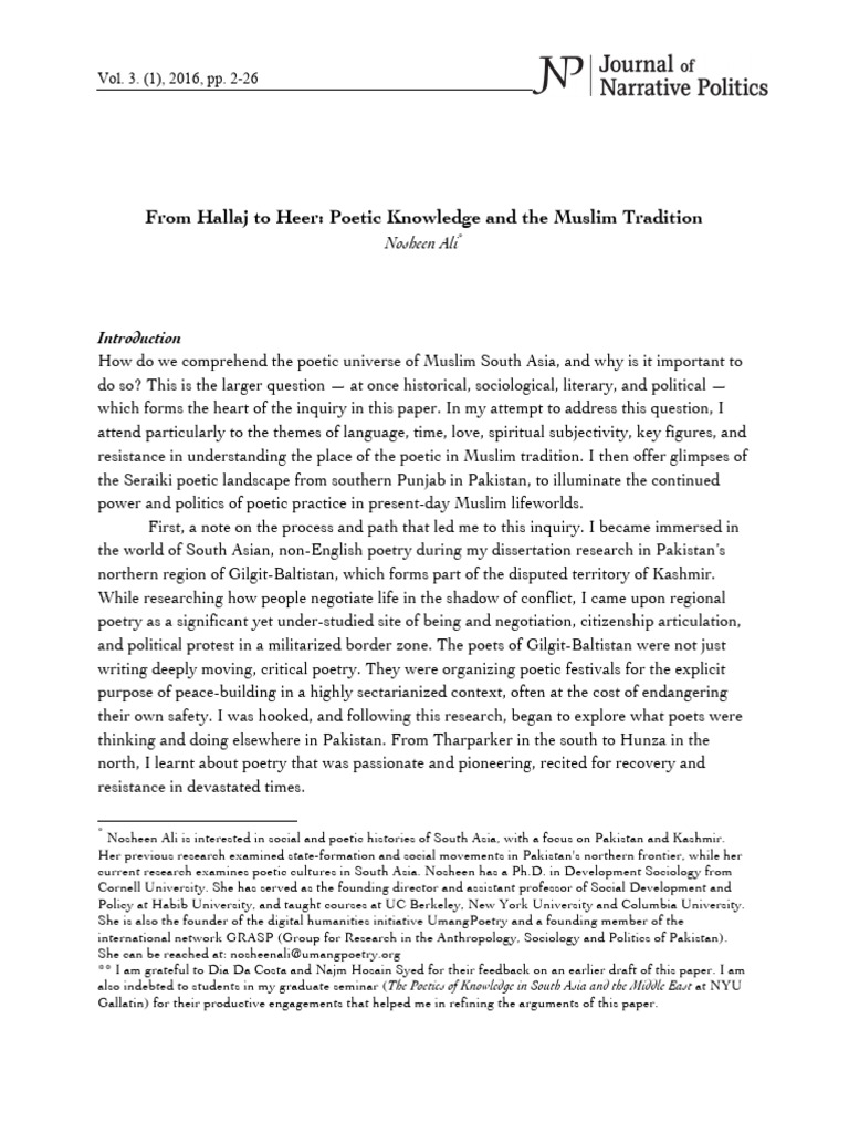 From Hallaj To Heer Poetic Knowledge and | Download Free PDF | Sufism ...