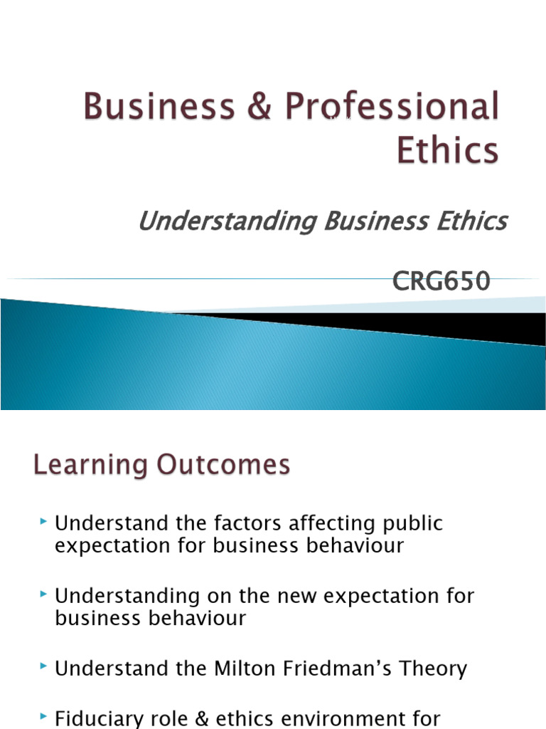 Topic 1 - CRG 650 Understanding Business Ethics | PDF | Sarbanes–Oxley ...