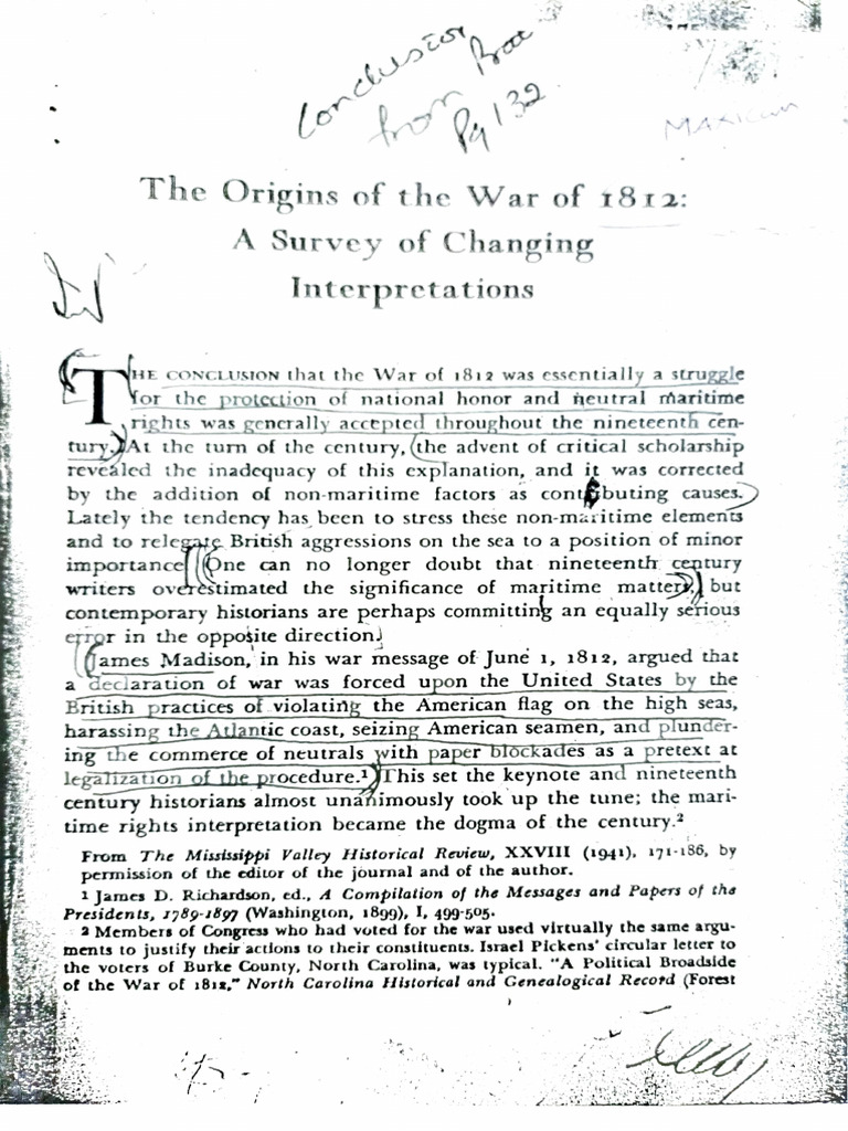 Interpretation On Origins of War of 1812 | PDF | War Of 1812
