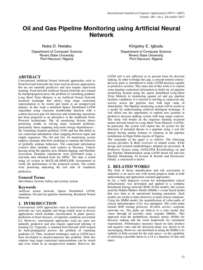 Oil and Gas Pipeline Monitoring Using Ar | PDF | Artificial Neural Network | Artificial Intelligence