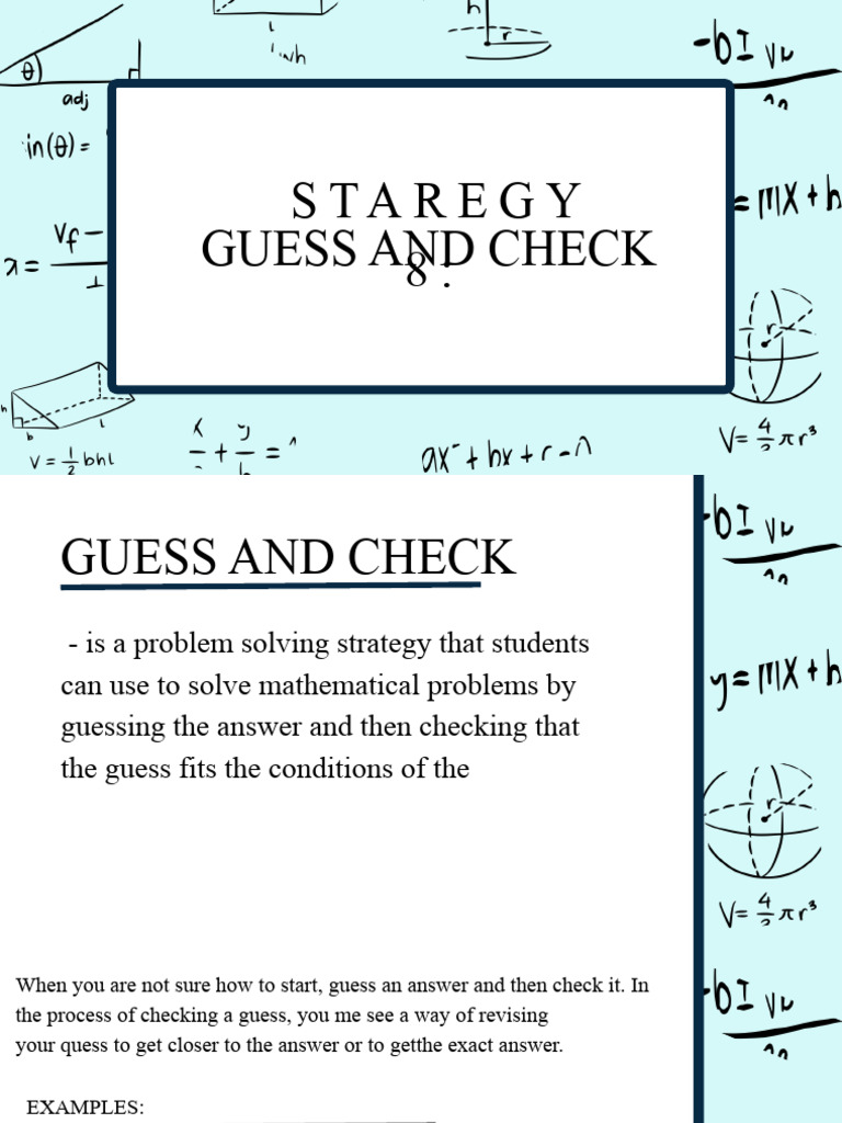 Math Problem Solving: Guess and Check Strategy | PDF | Applied ...