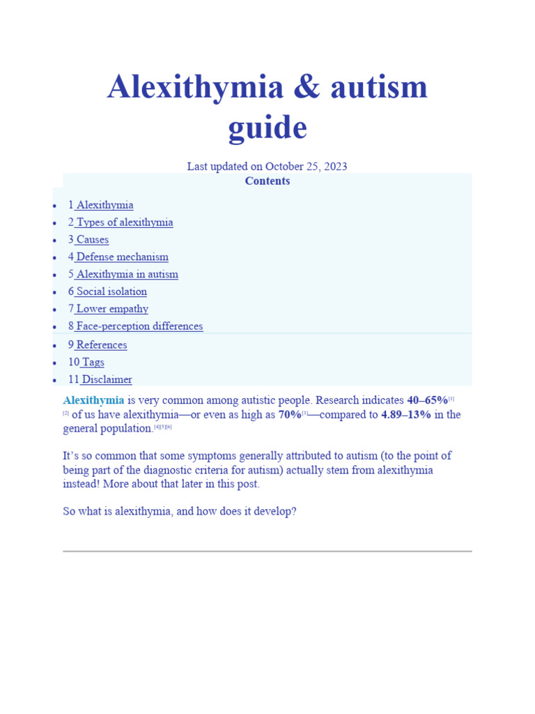 Alexithymia Pdf Empathy Autism Spectrum