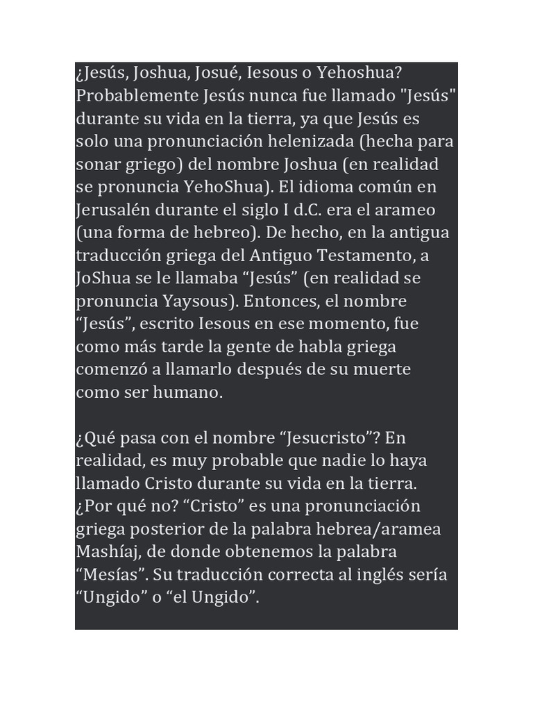 El Nombre de Joshua, Jesus | PDF