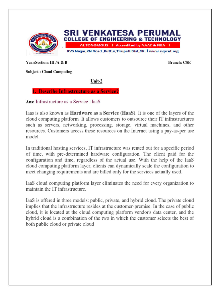 CC Unit-2 (New) | PDF | Cloud Computing | Software As A Service