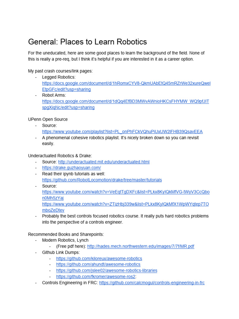 Bipedal Robots Control Crash Course | PDF | Mechanics | Mechanical Engineering