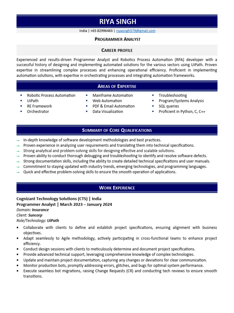 Riya-Singh Resume | PDF | Software Development Process | Automation