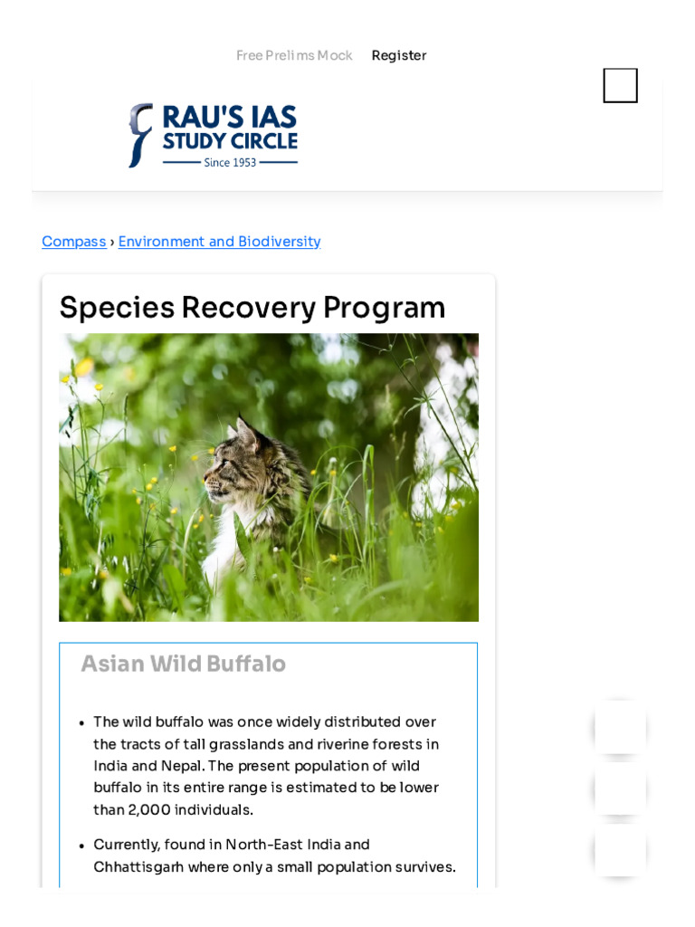 Species Recovery Program - Rau's IAS | PDF | Endangered Species | Lion