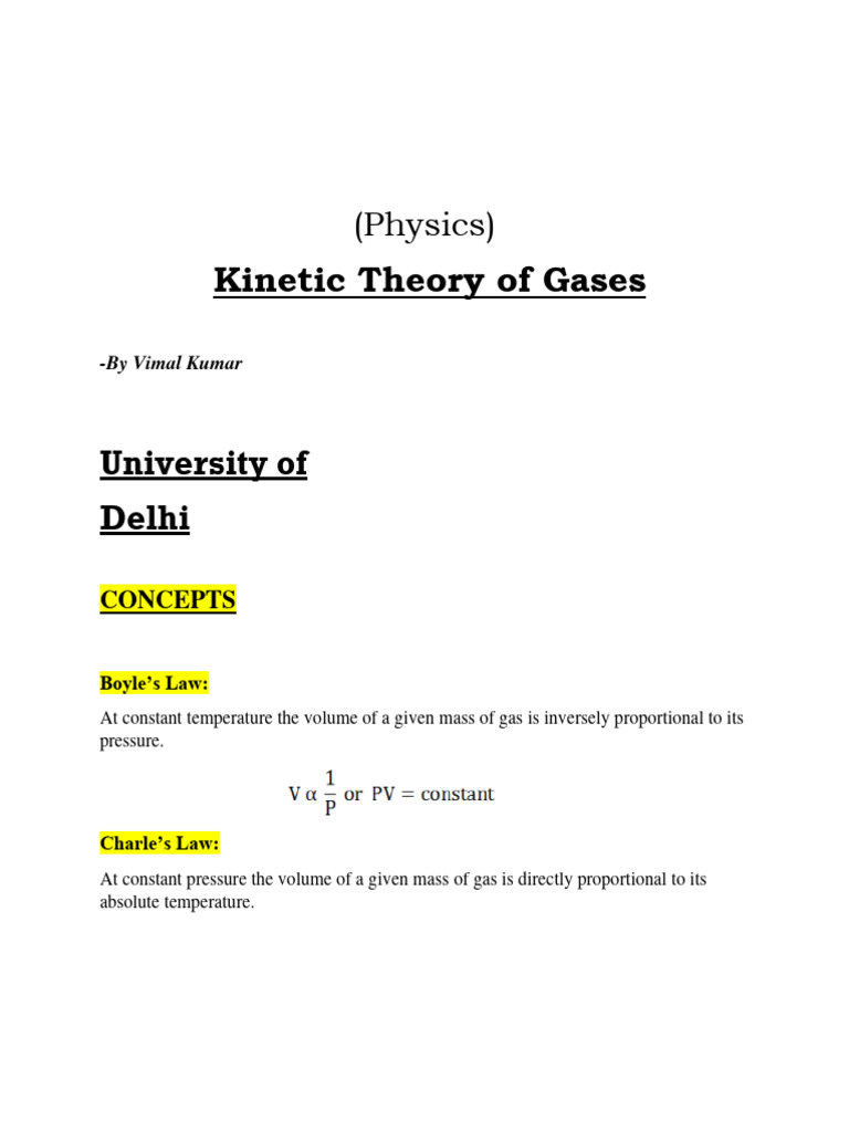 Kinetic Theory of Gases Guide | PDF | Gases | Temperature