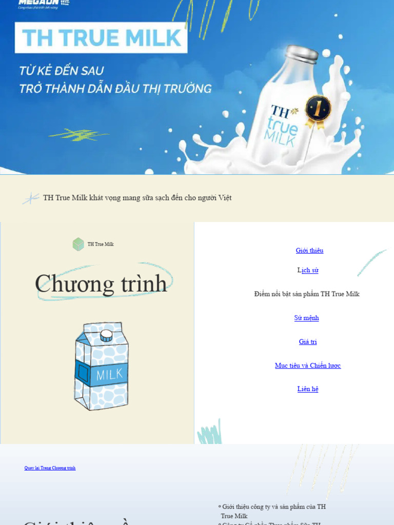 Giới Thiệu Công Ty TH True Milk Bản Thuyết Trình Kinh Doanh (1) | PDF