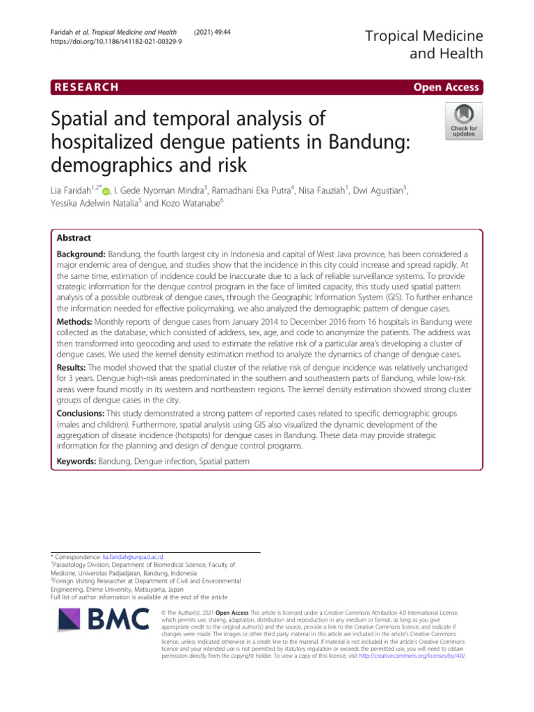 Spatial and Temporal Analysis of Hospitalized Dengue Patients in ...