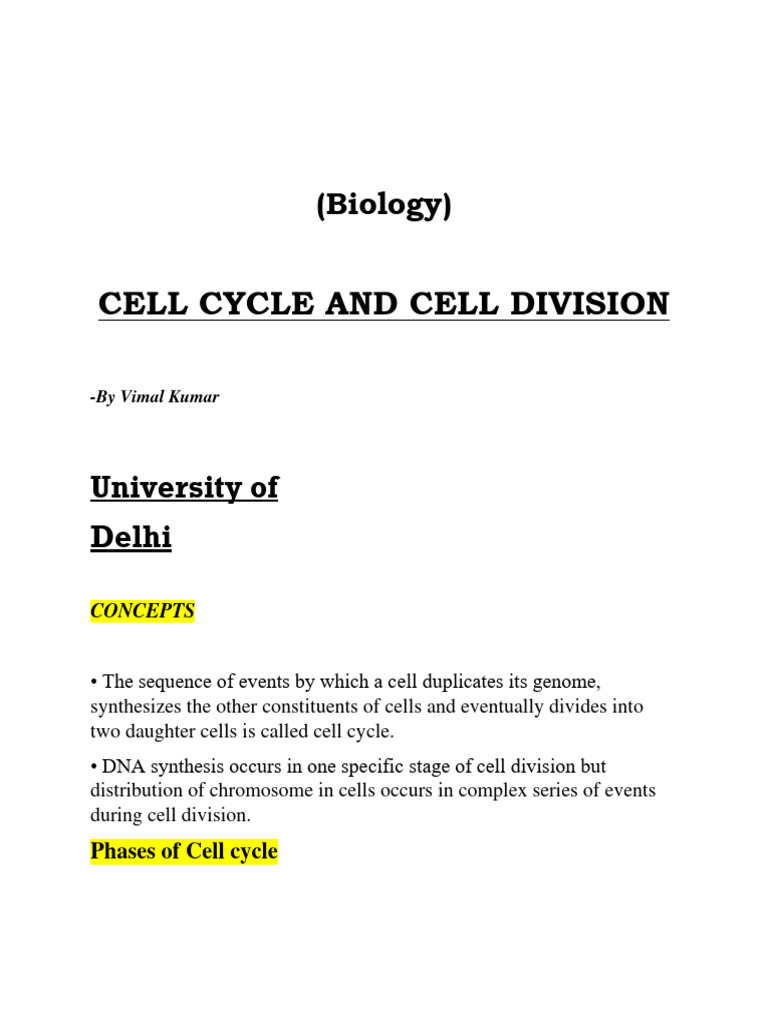 Cell Cycle and Cell Division | Download Free PDF | Meiosis | Mitosis
