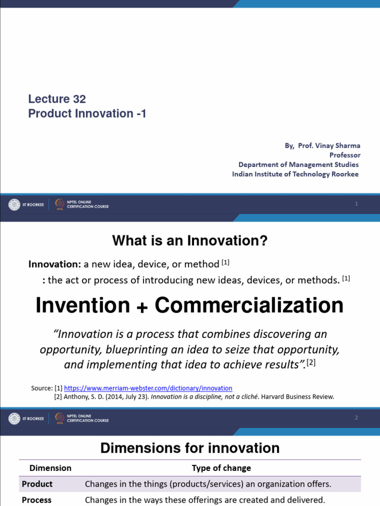 Lecture 32 - Week 7 | PDF | Innovation | New Product Development