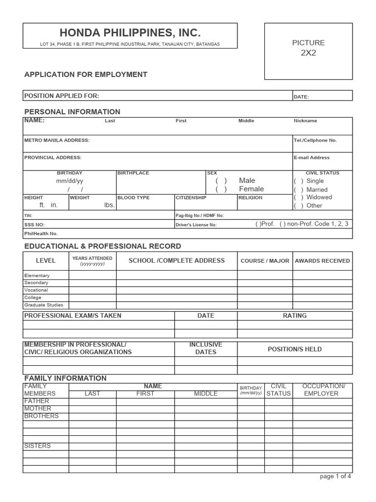 HPI Application Form | PDF | Medicine | Diseases And Disorders