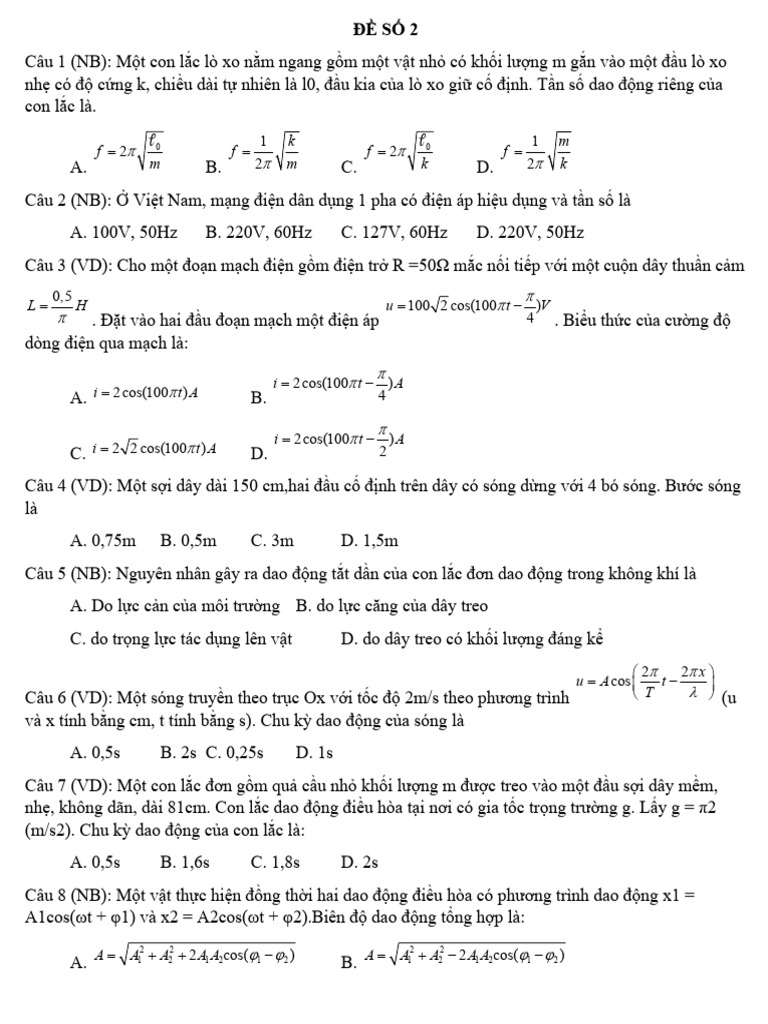 ĐỀ SỐ 2- A10 | PDF