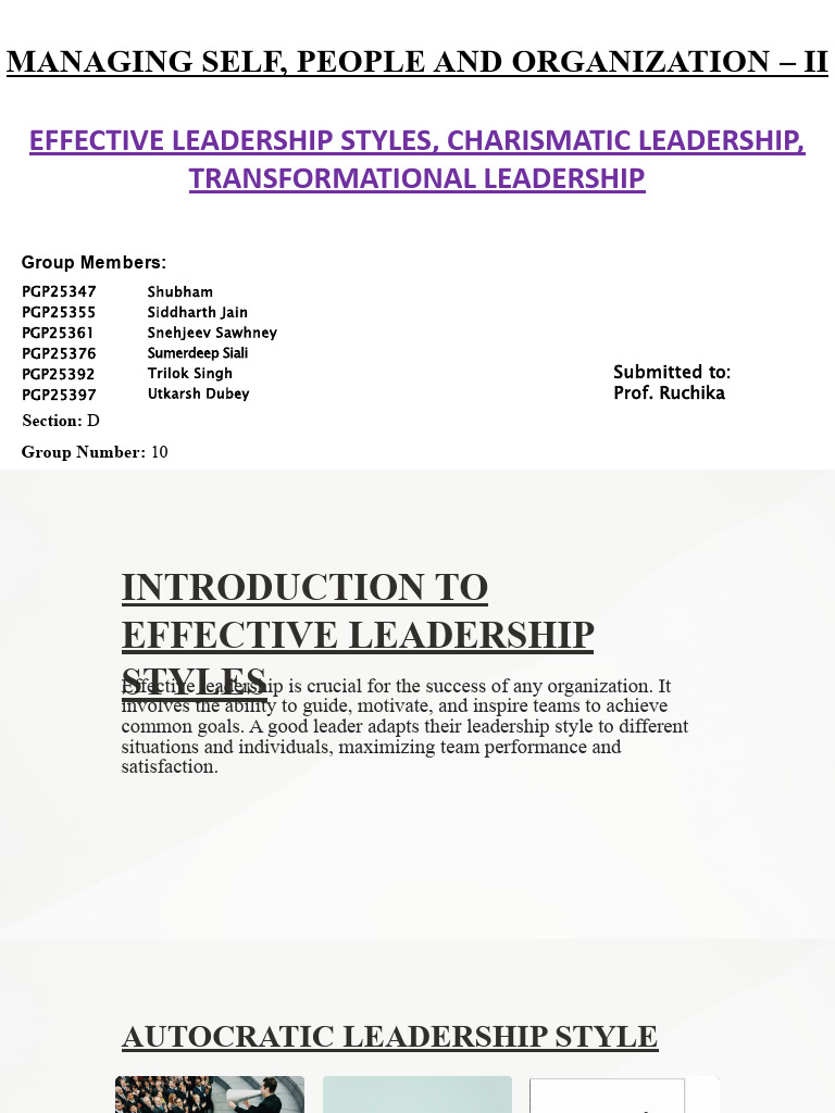 Effective Leadership Styles Explained | PDF | Leadership ...