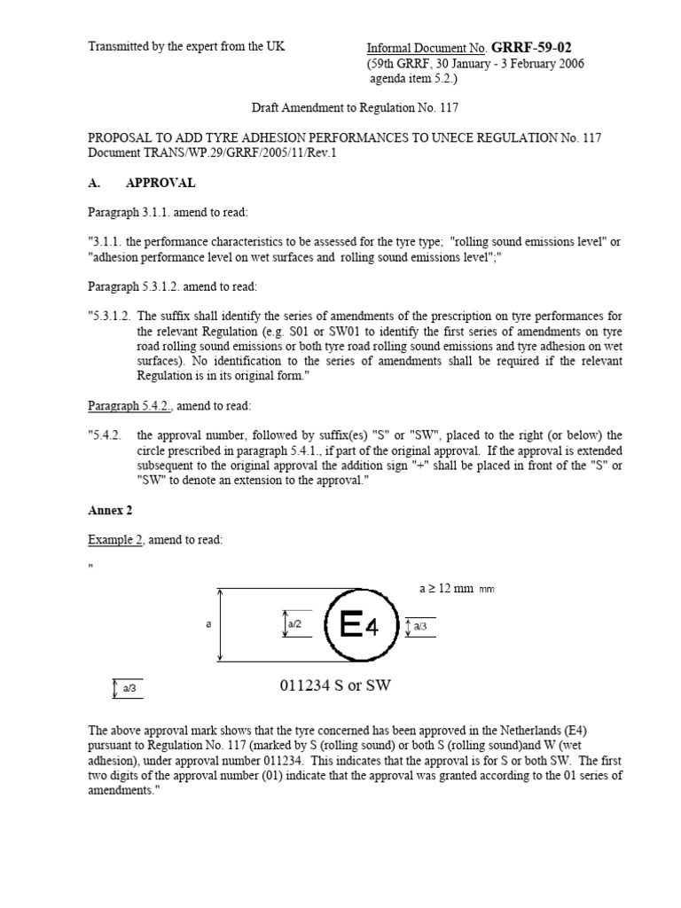 Tyre Regulation Amendment Proposal | PDF