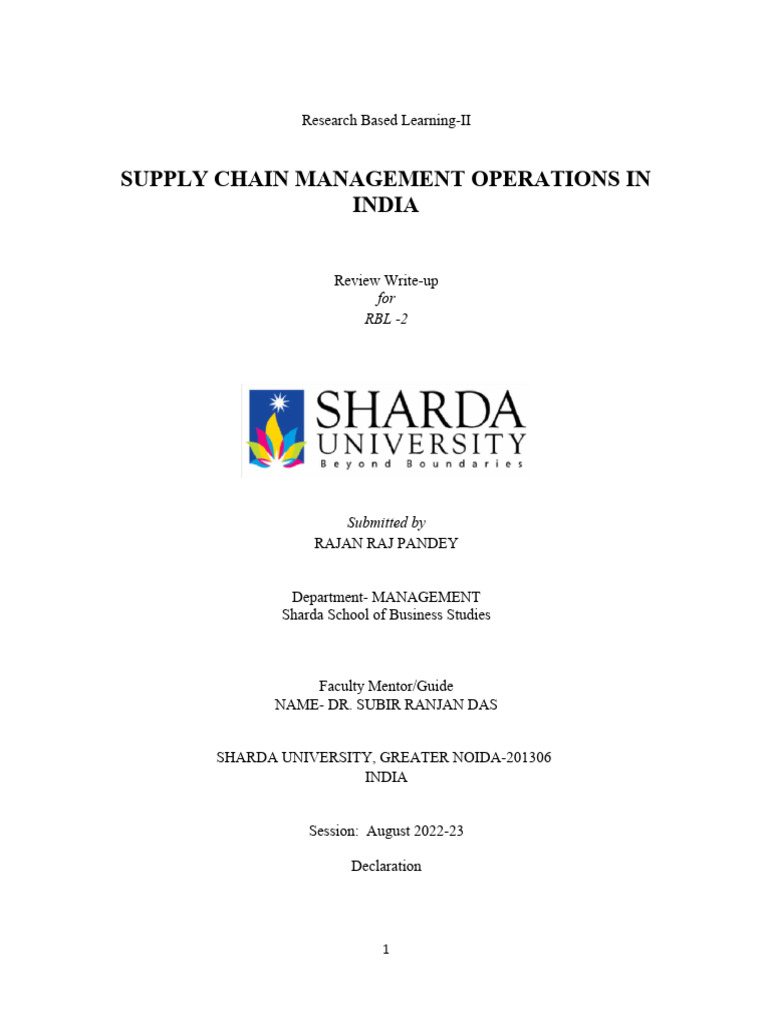 RRP - RBL | PDF | Supply Chain | Supply Chain Management