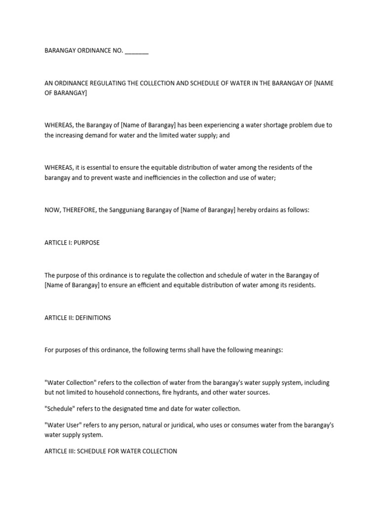 Water Ordinance | PDF | Local Ordinance | Water