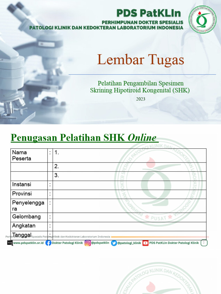 Lembar Tugas Sampling DBS SHK - PDS PatKLIn | PDF